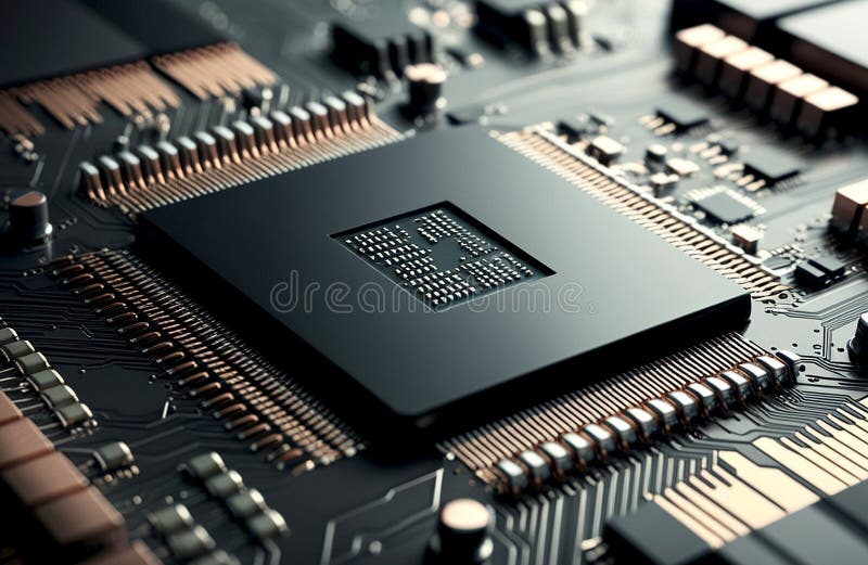 Computer Parts Close Up. Computer Chip Stock Illustration ...