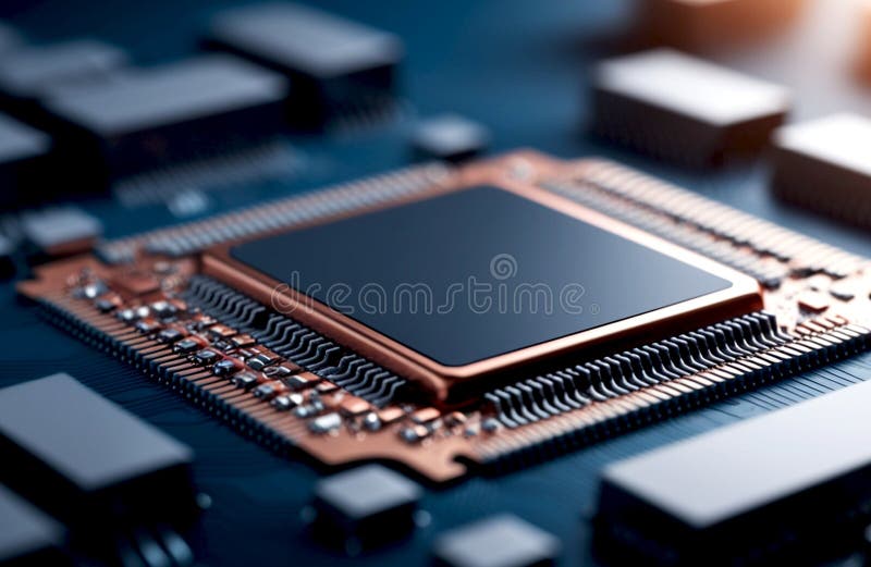 Computer Parts Close Up. Computer Chip Stock Illustration ...