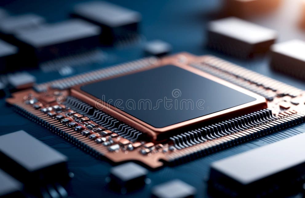 Computer Parts Close Up. Computer Chip Stock Illustration ...