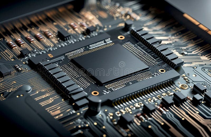 Computer Parts Close Up. Computer Chip Stock Illustration ...