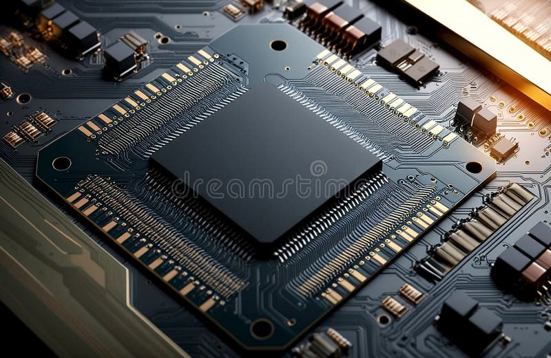 Computer Parts Close Up. Computer Chip Stock Illustration ...
