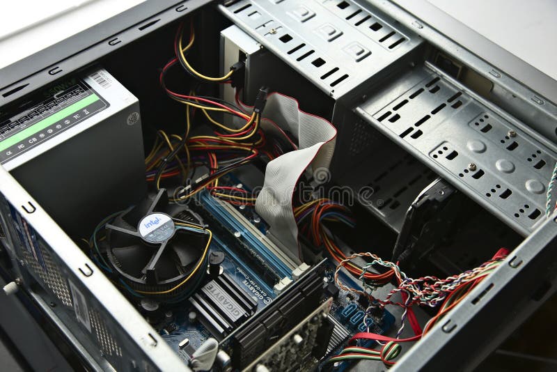 Computer Parts Inside a Desktop PC Box. Electronics Industry Concept ... Computer Parts Inside a Desktop PC Box. Electronics Industry Concept ...