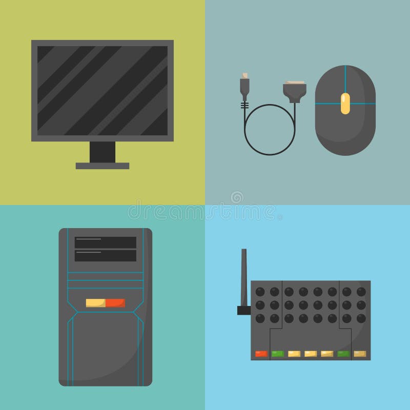Set Various Computer Parts Accessories Stock Illustrations – 19 Set ...