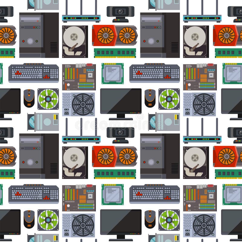 Set of Various Electronics Devices Computer Parts Vector. Stock Vector ...