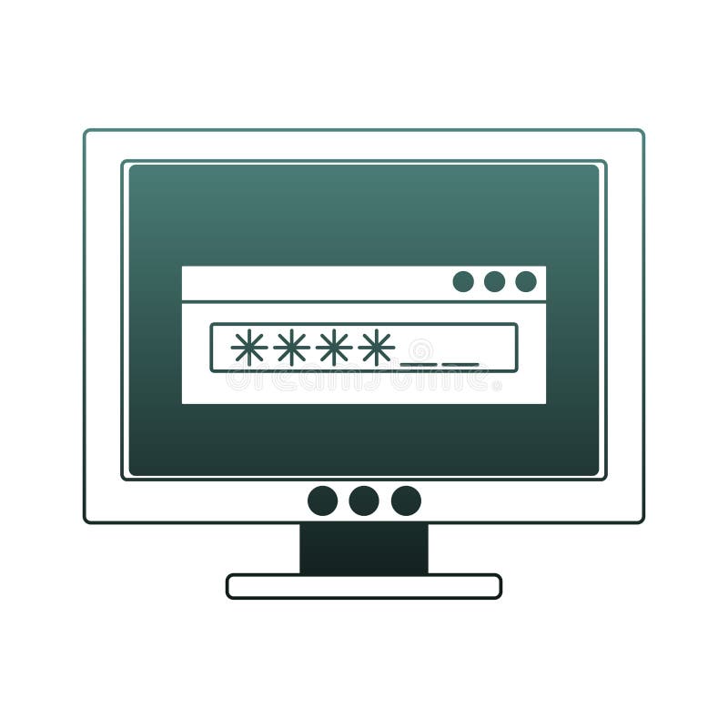 Computer with Password Blue Lines Stock Vector - Illustration of lock ...