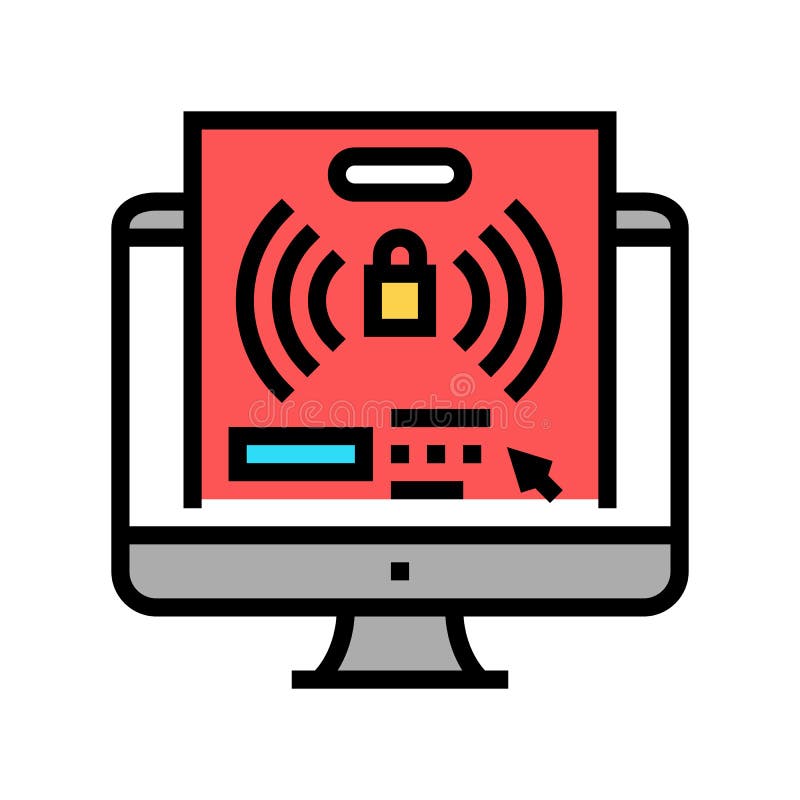 Computer Password Hacking Color Icon Vector Illustration Stock ...
