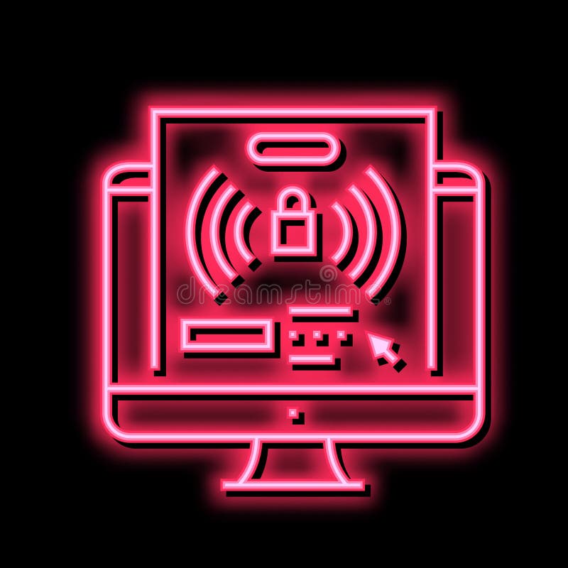 Computer Password Hacking Neon Glow Icon Illustration Stock Vector ...