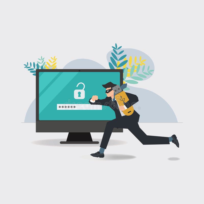 Computer Password Unlocked, Businessman Thief the Data. Cyber Crime ...