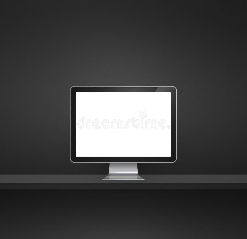 Computer Pc on Black Shelf Background Stock Illustration - Illustration ...