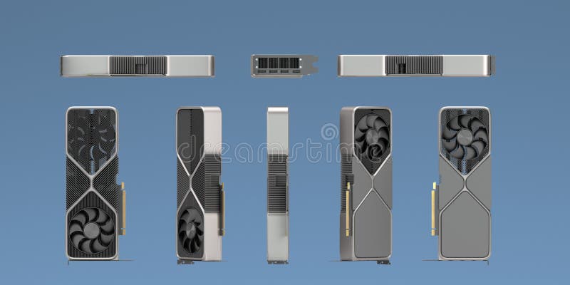 Computer PC Components Display Video Graphics Cards 3d Render on Blue ...