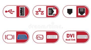 Computer (PC) Connections Ports Illustrations Stock Vector ...