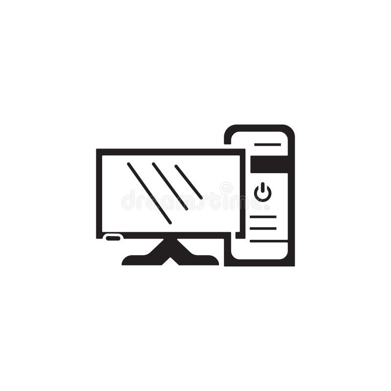 Computer or PC Flat Icon Display Vector Image Stock Illustration ...
