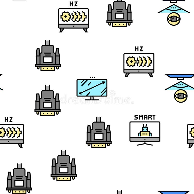 Computer Pc Monitor Vector Seamless Pattern Stock Vector - Illustration ...