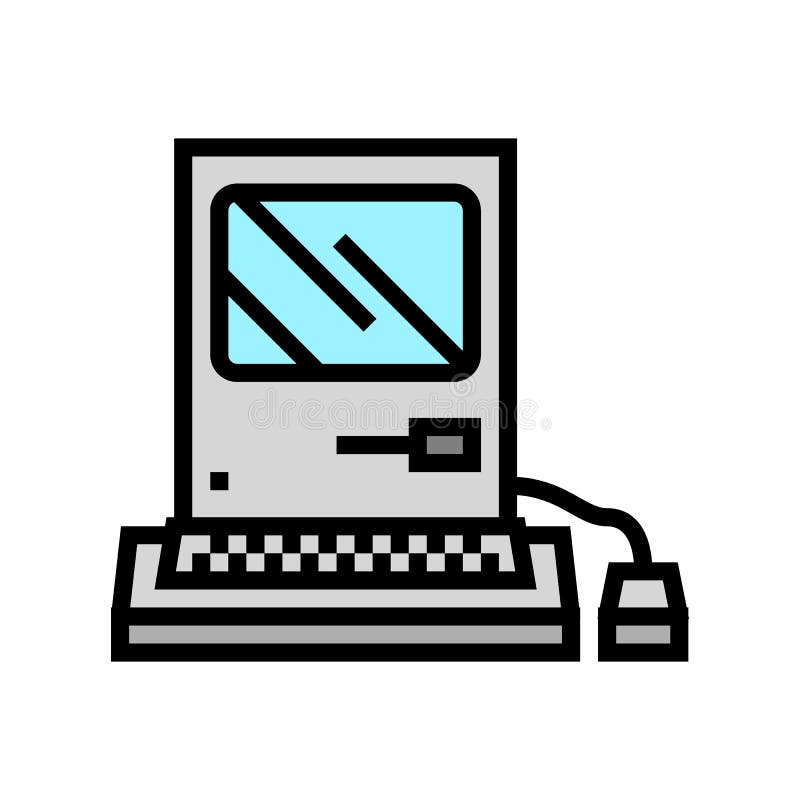 Computer Pc Retro Gadget Color Icon Vector Illustration Stock ...