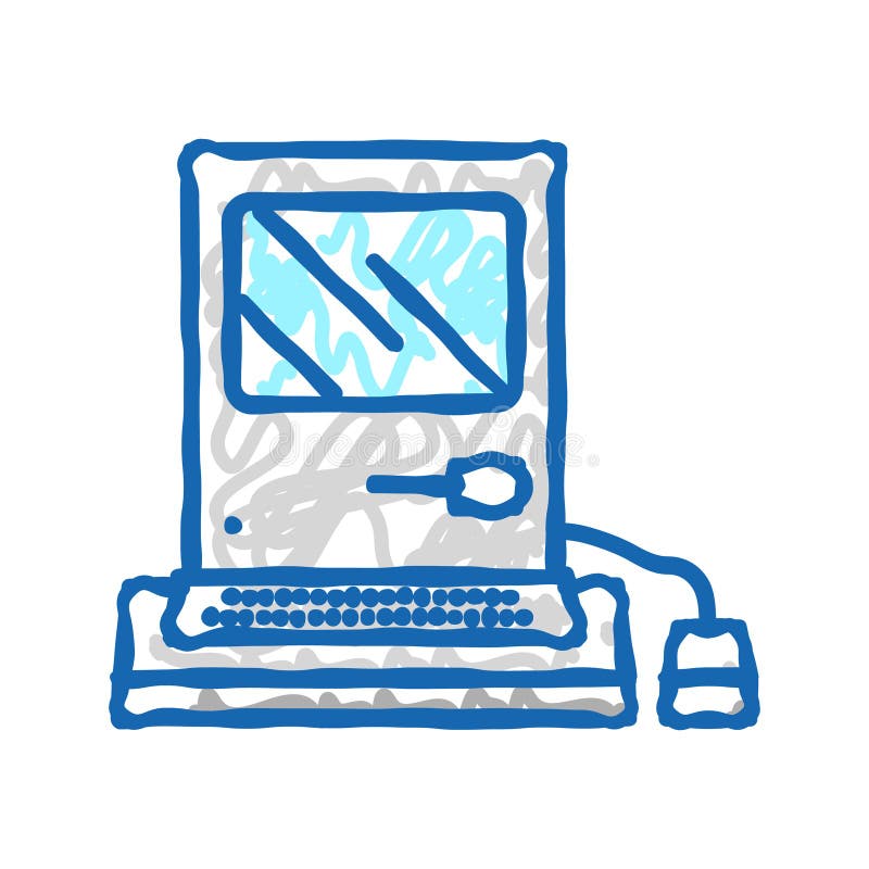 Computer Pc Retro Gadget Icon Doodle Illustration Stock Illustration ...