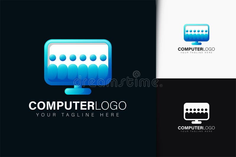 Computer People Logo Design with Gradient Stock Vector - Illustration ...