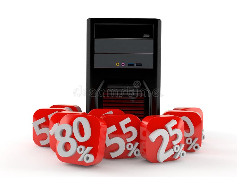 Computer with Percent Symbols Stock Illustration - Illustration of ...