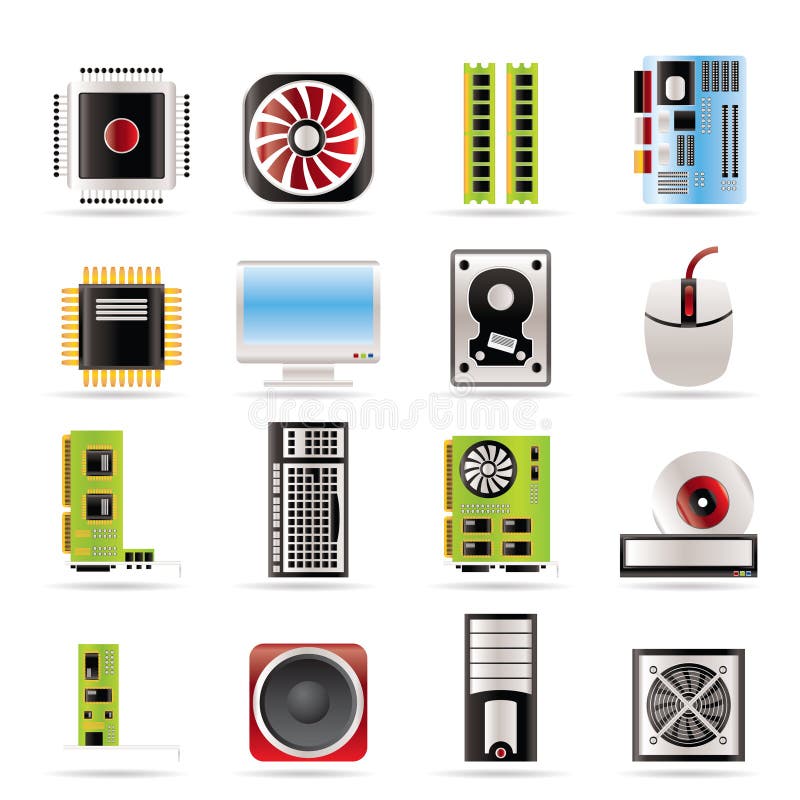 Vector White Computer Icon Set. Part 5 Stock Vector - Illustration of ...