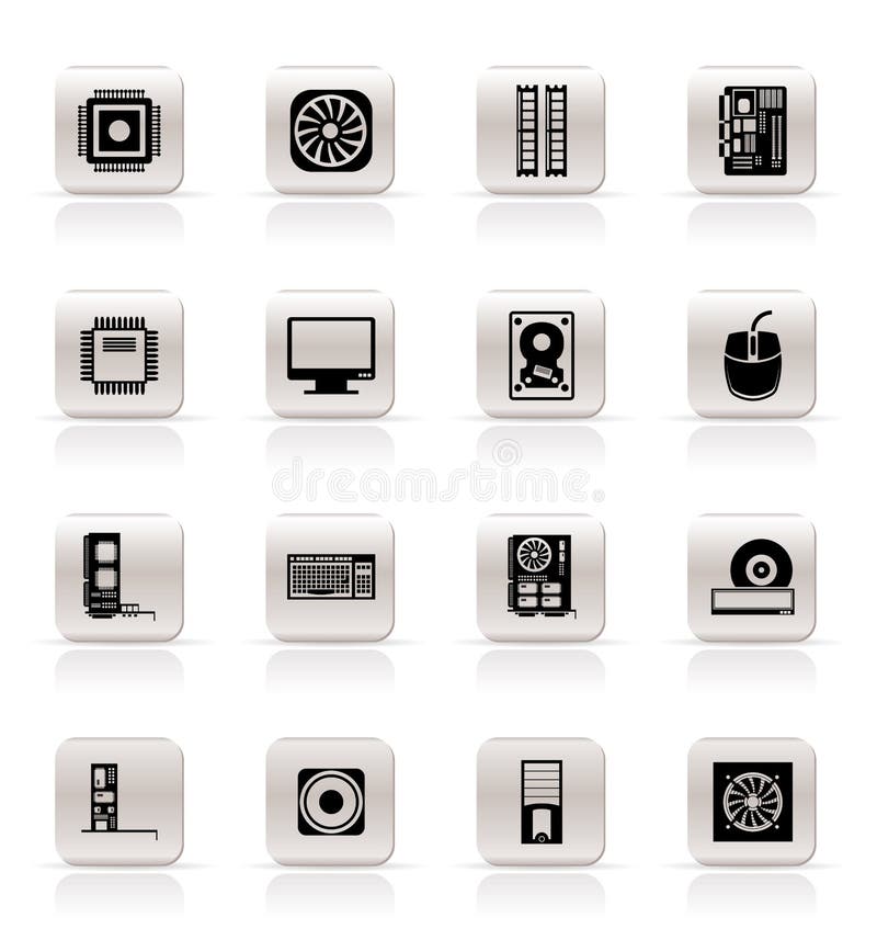 Computer Performance and Equipment Icons Stock Vector - Illustration of ...