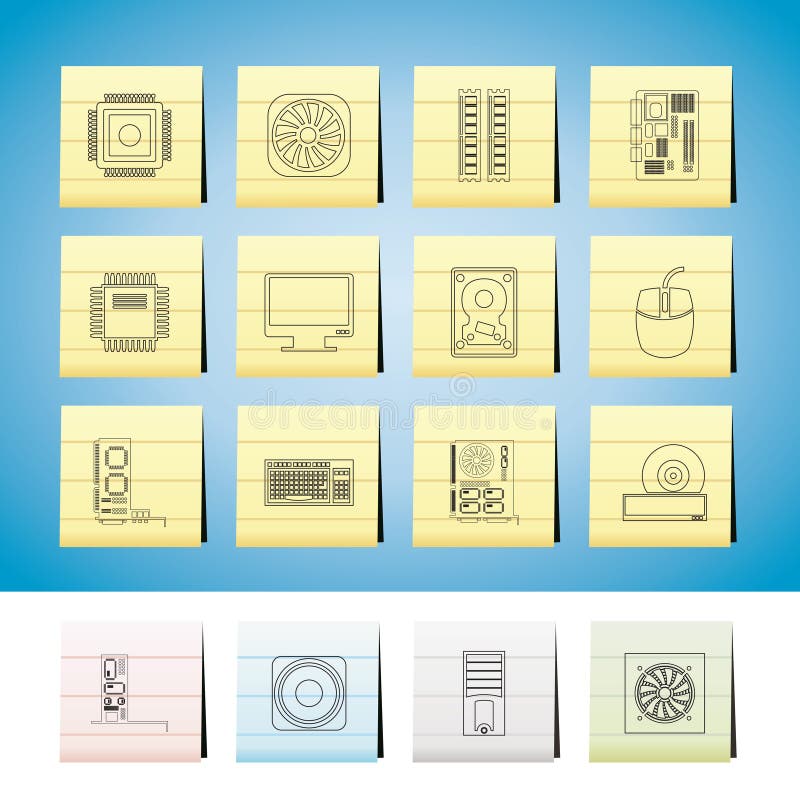 Computer Performance and Equipment Icons Stock Vector - Illustration of ...