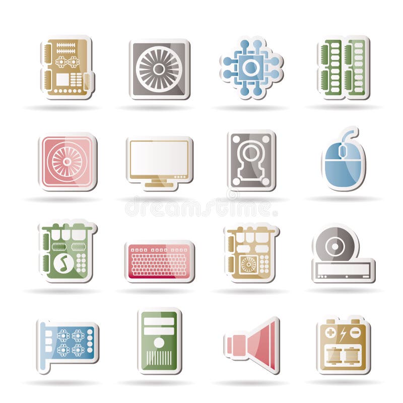 Computer Performance and Equipment Icons Stock Vector - Illustration of ...