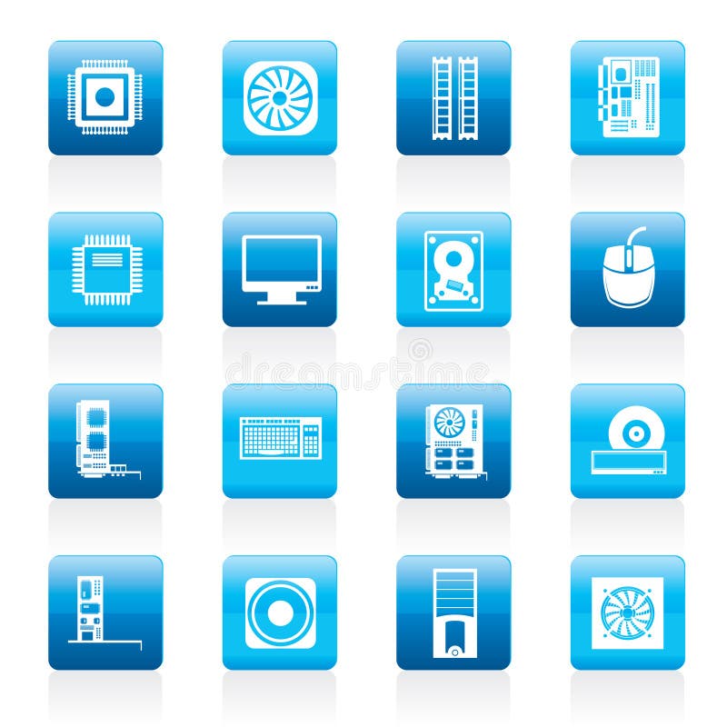 Computer Performance and Equipment Icons Stock Vector - Illustration of ...