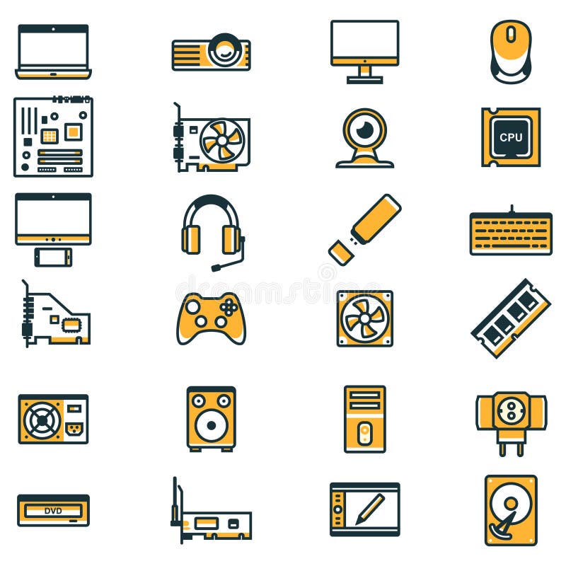 Computer Peripheral and Accessories Elements Icon Set Stock ... Computer Peripheral and Accessories Elements Icon Set Stock ...