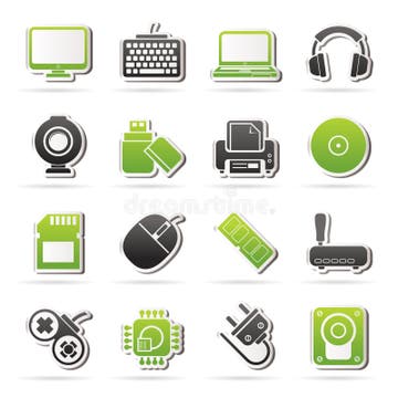 Computer Peripherals and Accessories Icons Stock Vector - Illustration ...