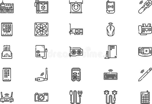 Computer Peripherals Icons Collection is a Vector Illustration with ...
