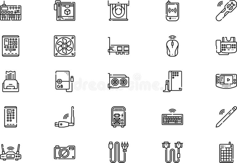 Computer Peripherals Icons Collection is a Vector Illustration with ...
