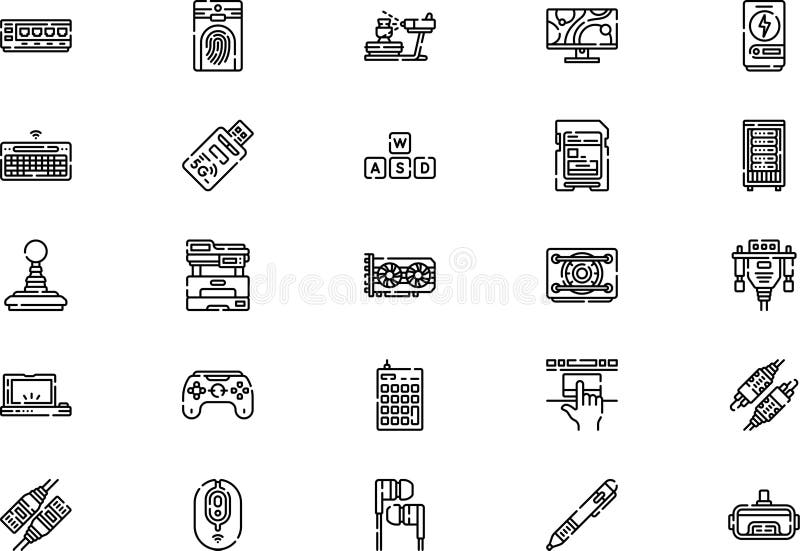 Computer Peripherals Icons Collection is a Vector Illustration with ...