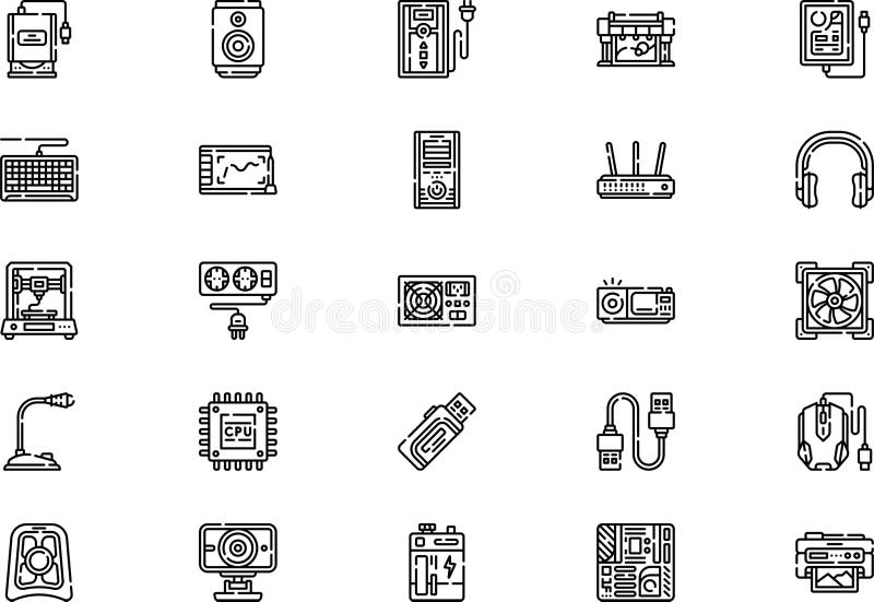 Computer Peripherals Icons Collection is a Vector Illustration with ...