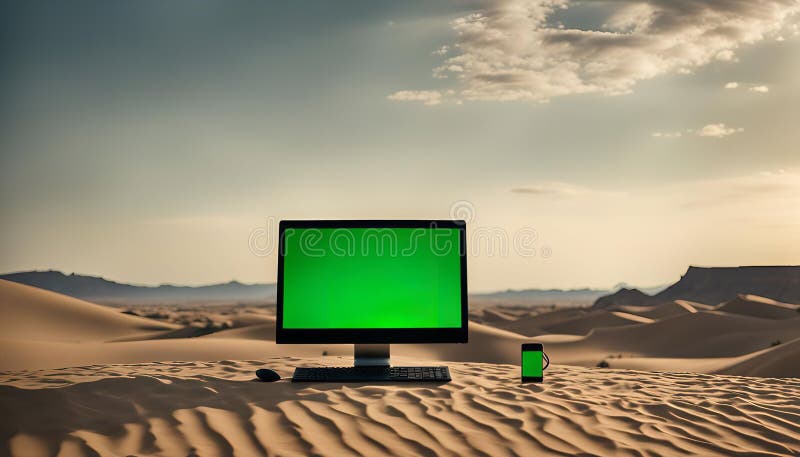 Computer and Phone in Desert Stock Illustration - Illustration of ...