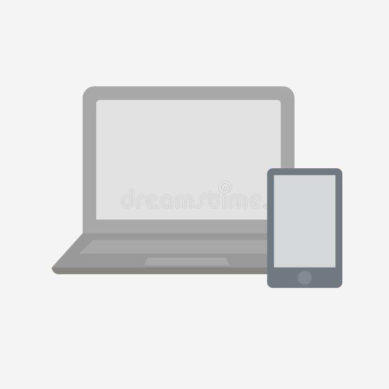 Computer and Phone Icon on White Background Stock Illustration ...