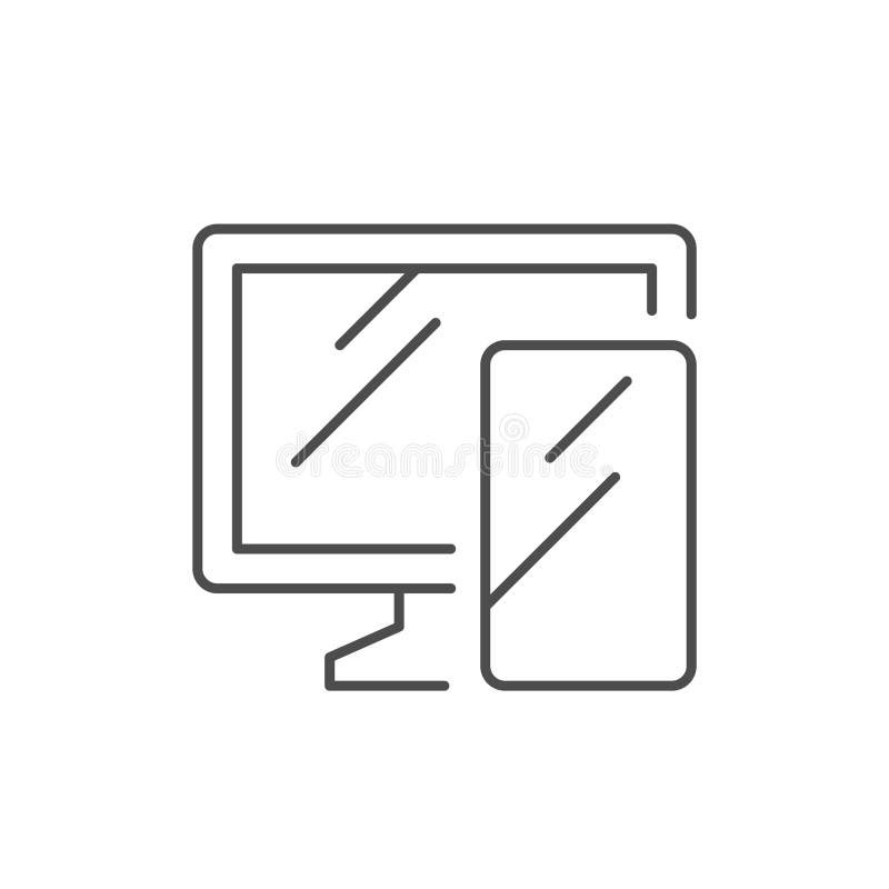 Computer and Phone Line Icon Stock Vector - Illustration of mobile ...