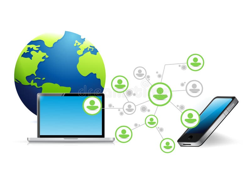 Electronic Communication Technology Drawing Illustration. Stock ...
