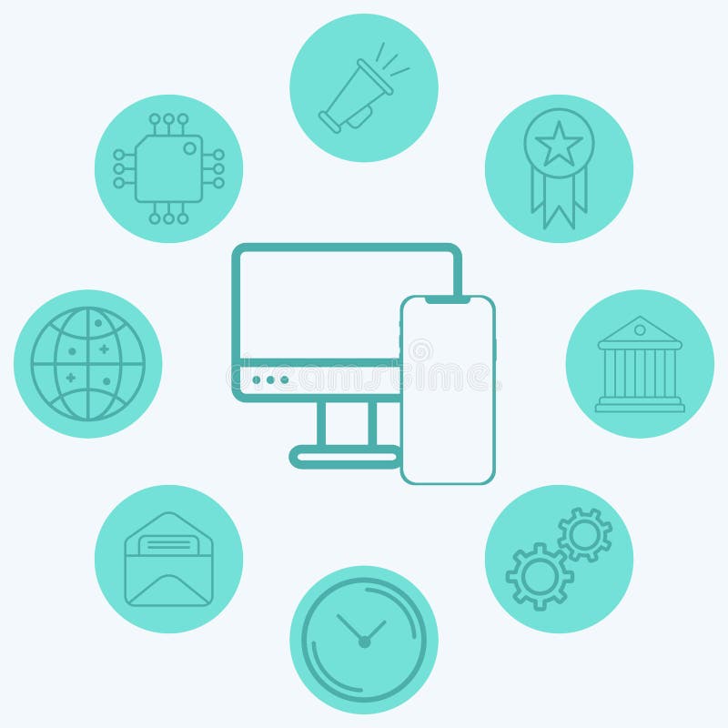 Computer and Phone Vector Icon Sign Symbol Stock Illustration ...