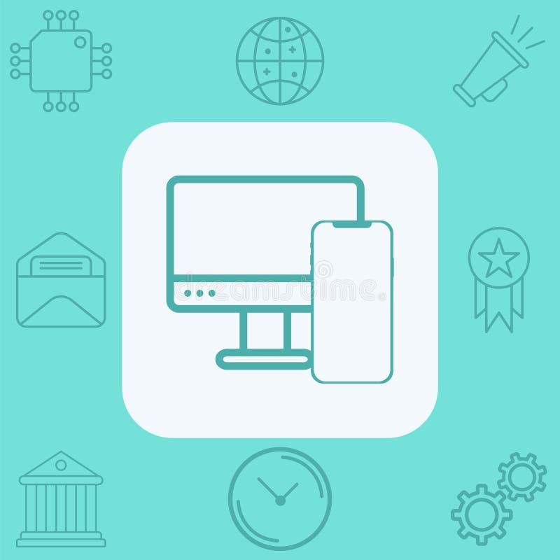 Computer with Phone Vector Icon Sign Symbol Stock Illustration ...