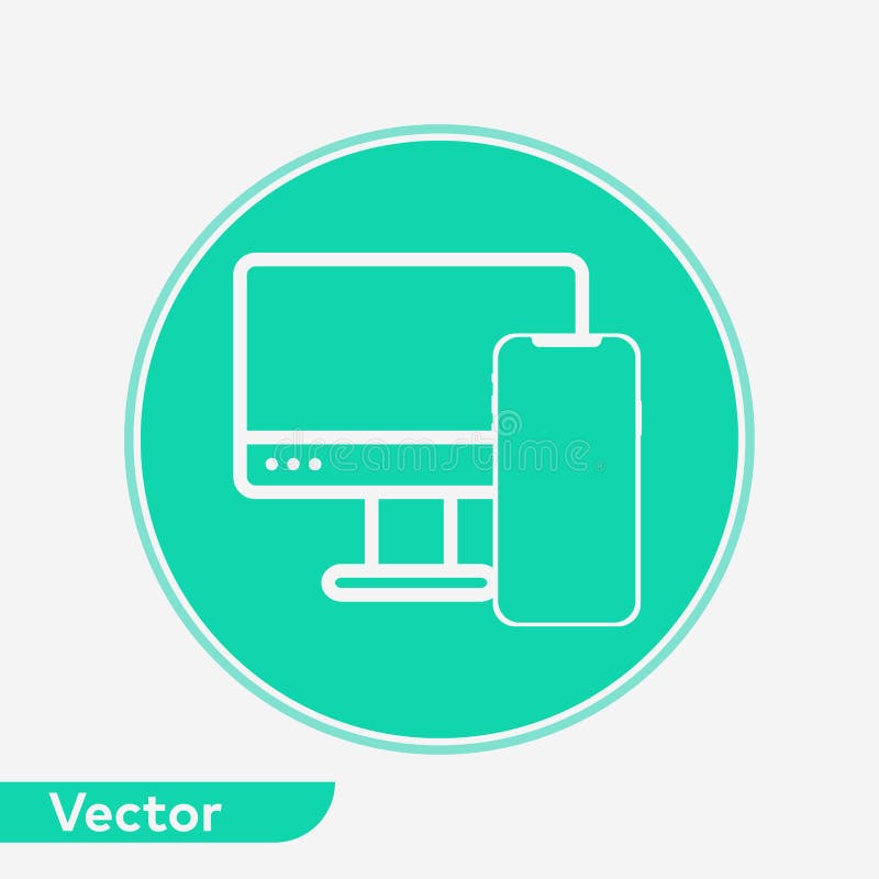 Computer and Phone Vector Icon Sign Symbol Stock Vector - Illustration ...