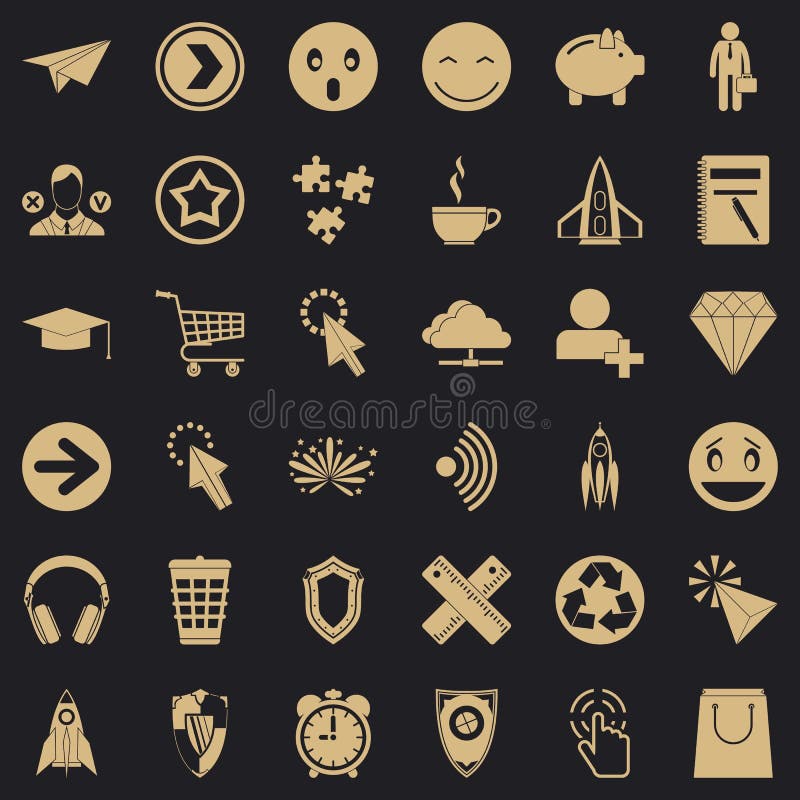 Computer Pictogram Icons Set, Simple Style Stock Vector - Illustration ...