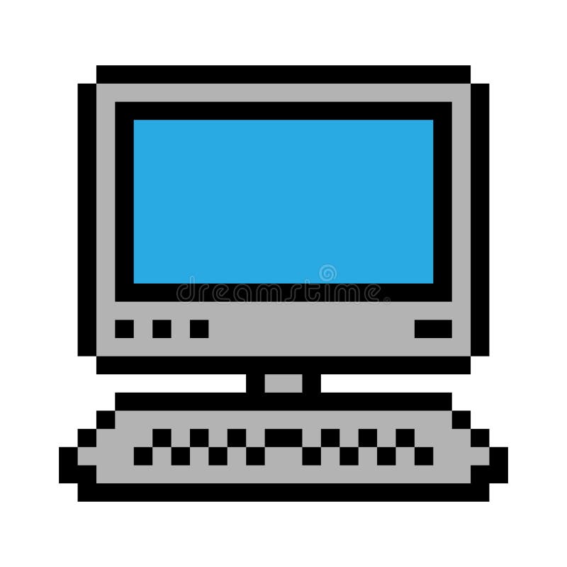 Computer Pixel Icon Simple Design. Vector Stock Vector - Illustration ...