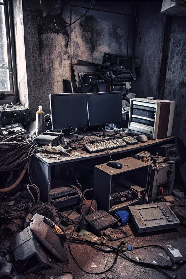 The Computer is Placed on a Dirty Table, Generative AI Stock ...