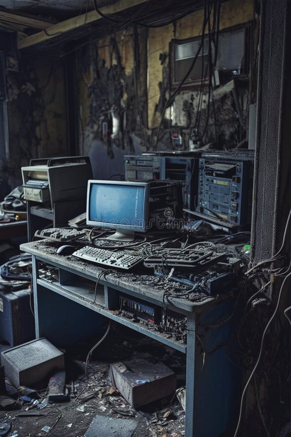 The Computer is Placed on a Dirty Table, Generative AI Stock ...