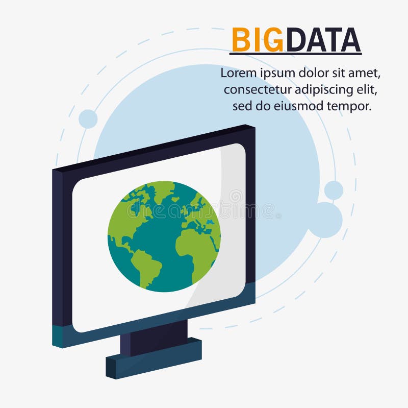 Computer Planet and Big Data Design Stock Illustration - Illustration ...