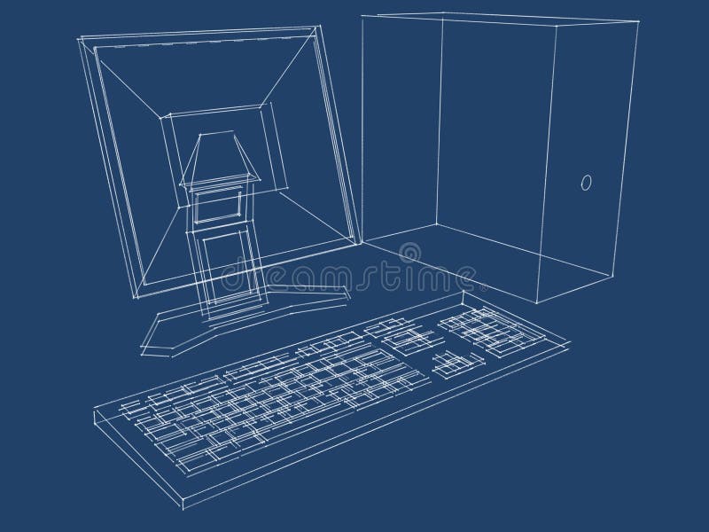 Computer Plans Blueprint stock illustration. Illustration of keyboard ...