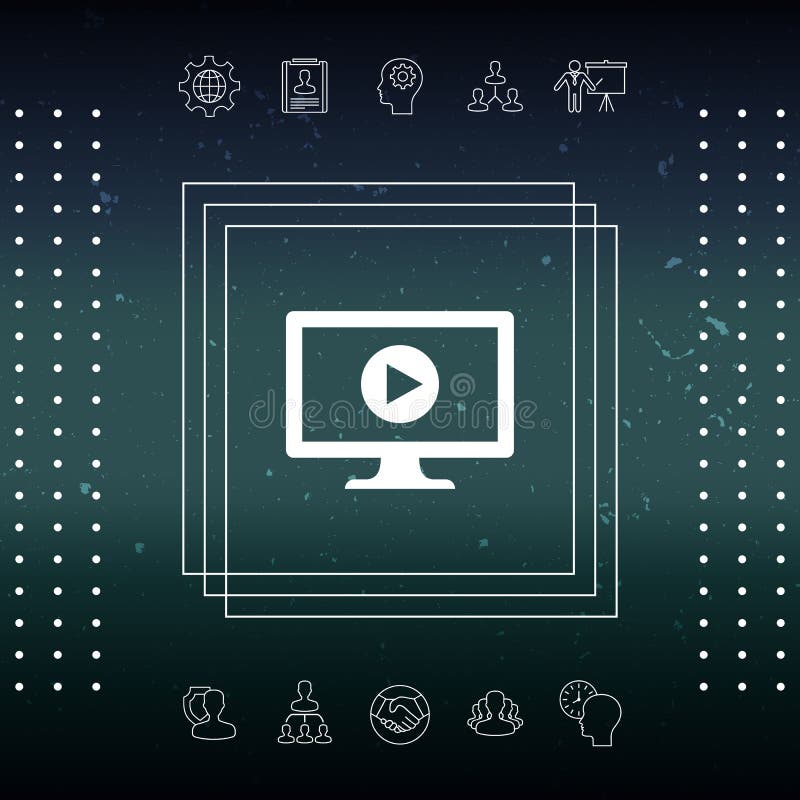 Computer with Play Button Icon Stock Vector - Illustration of icon ...