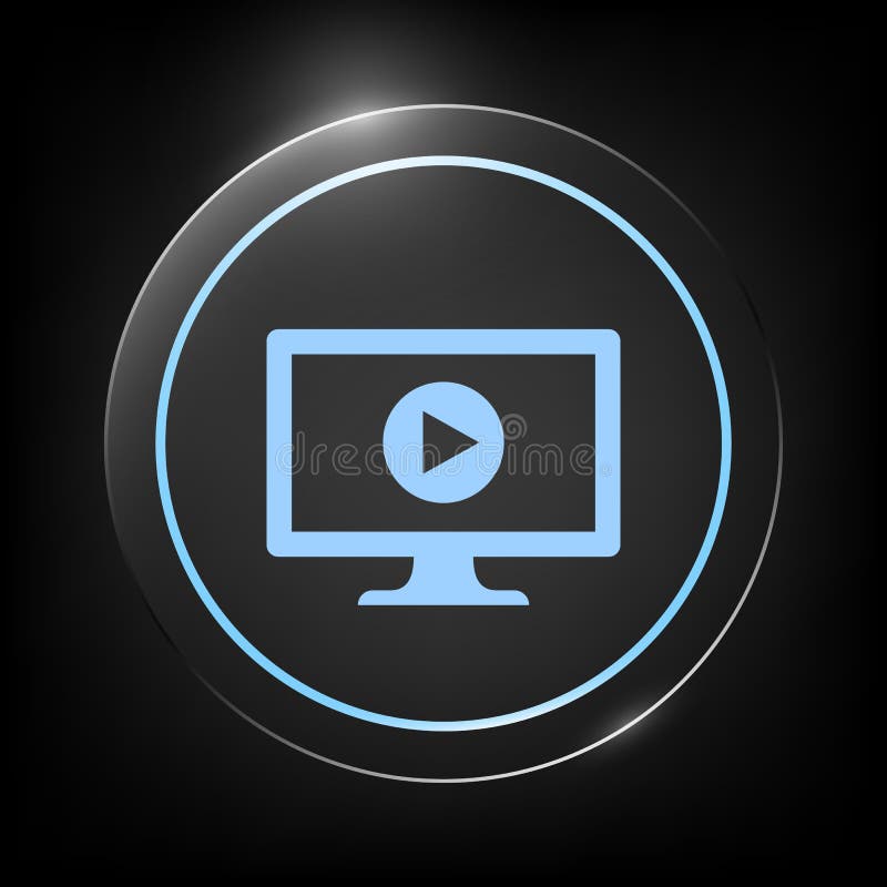 Computer with Play Button Icon Stock Vector - Illustration of notebook ...