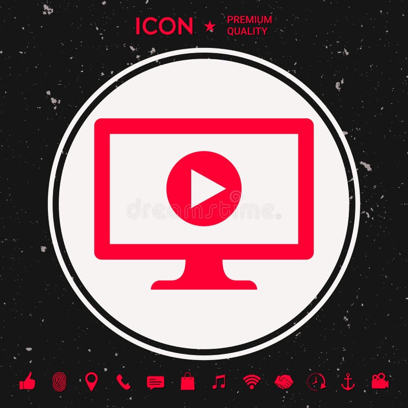 Computer with Play Button Icon Stock Vector - Illustration of isolated ...