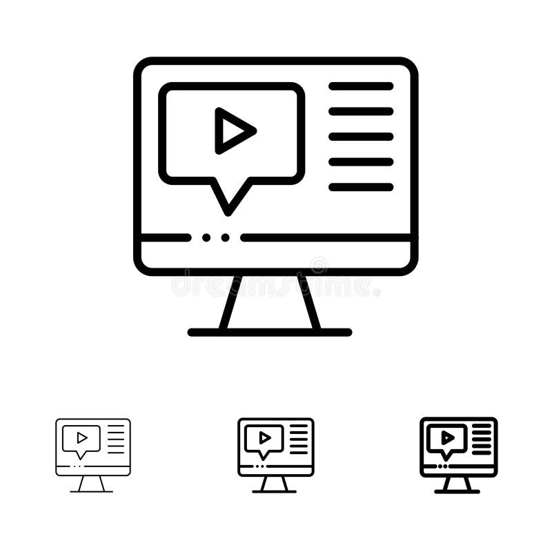 Computer with Play Button Icon Stock Vector - Illustration of equipment ...