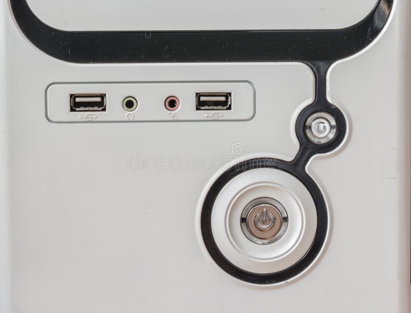 Computer Port: Usb, Mic, and Power Button Stock Photo - Image of ...